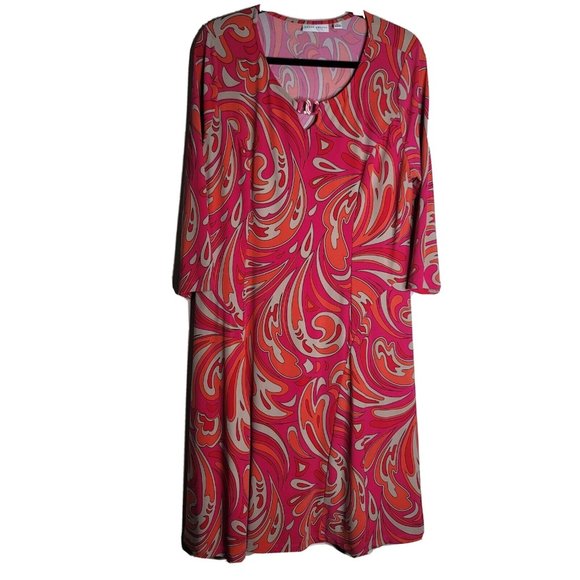 Susan Graver | Dresses | Susan Graver Hot Pink Orange Swirl Hippie Boho ...